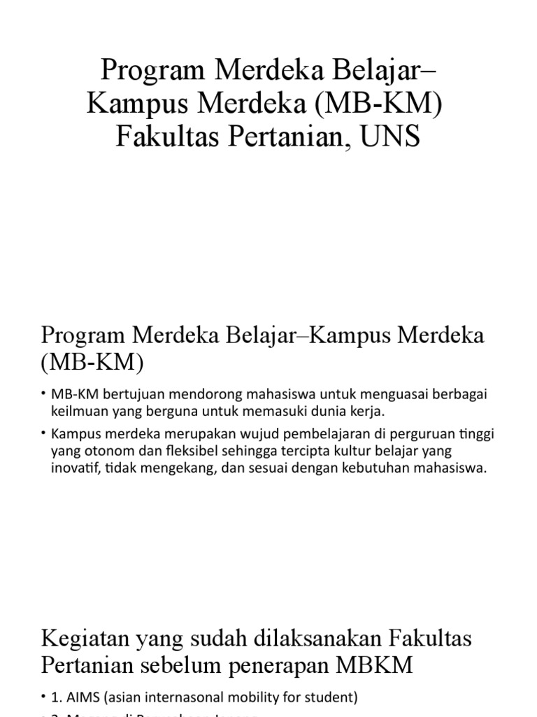 Program Merdeka Belajar-Kampus Merdeka (MB-KM | PDF
