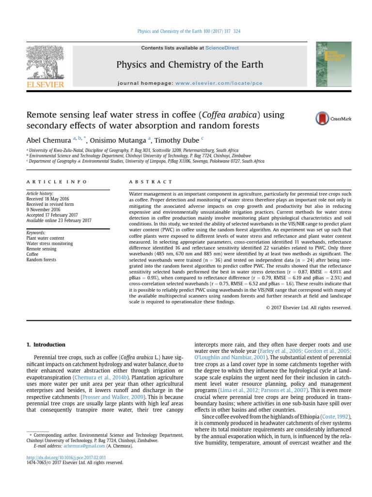Physics and Chemistry of The Earth: Abel Chemura, Onisimo Mutanga ...