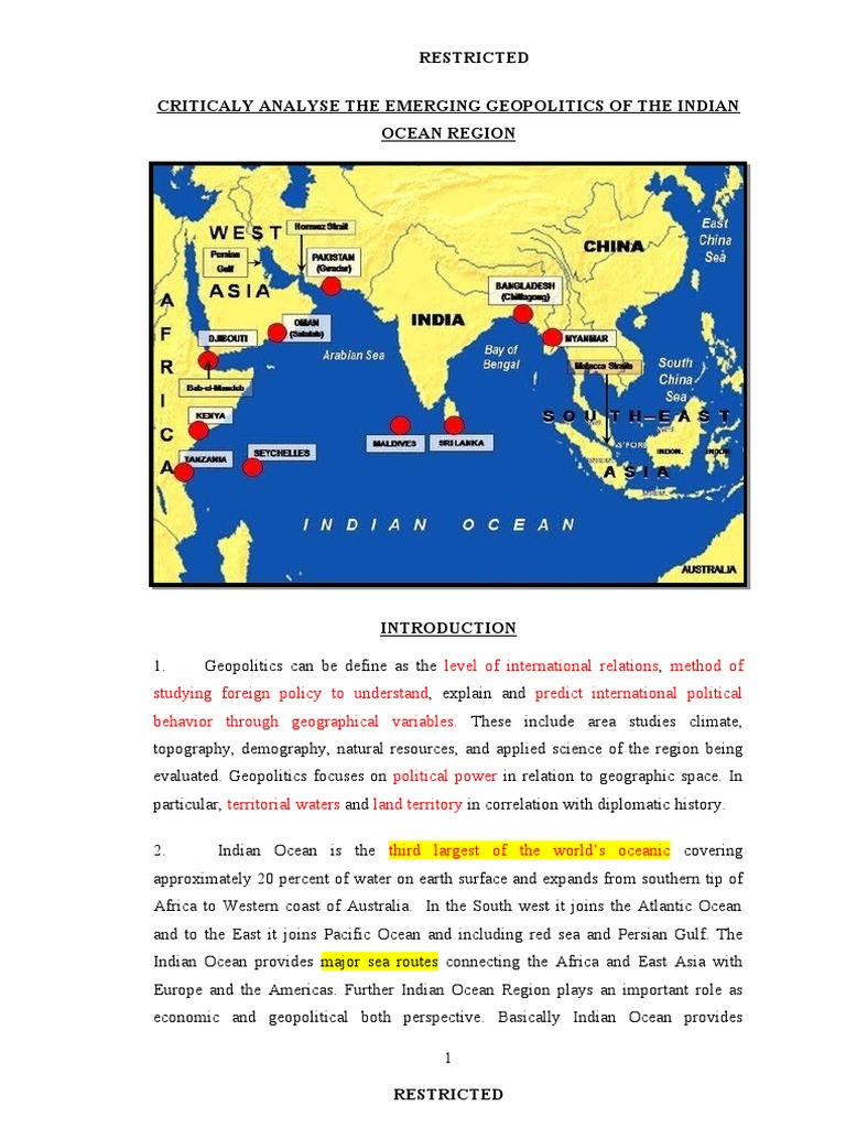Criticaly Analyse The Emerging Geopolitics of The Indian Ocean Region ...