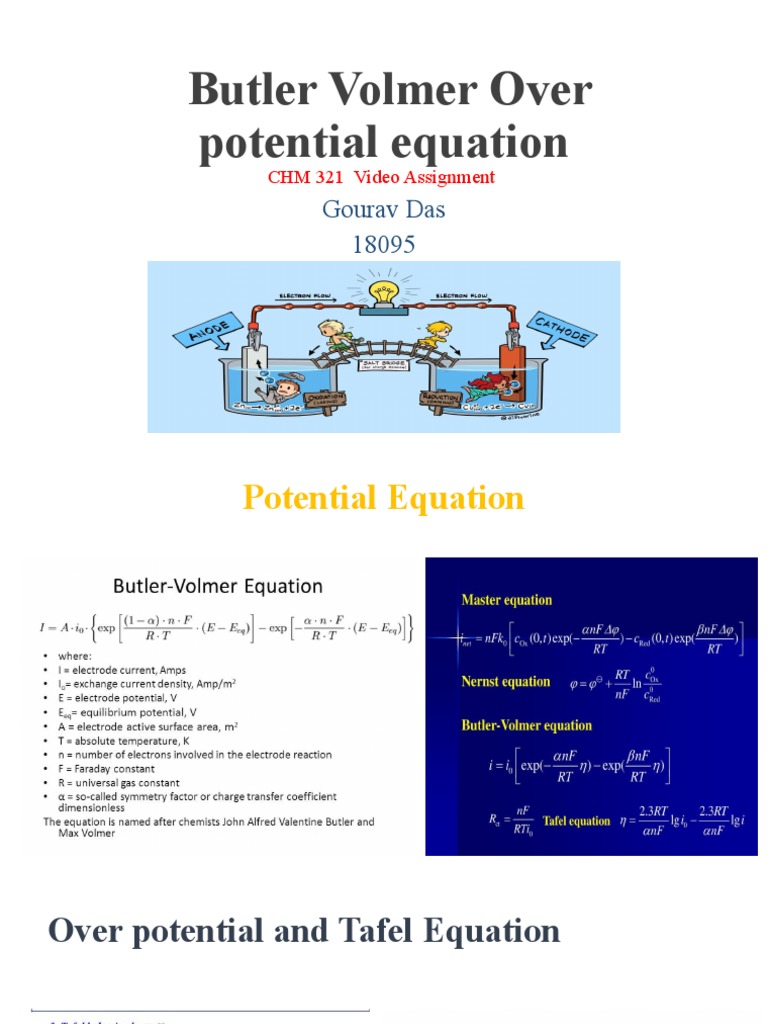 Butler Volmer Over Potential Equation | PDF