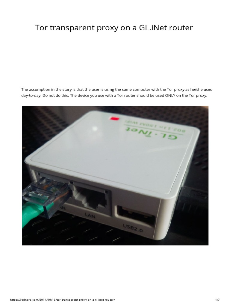 Tor Transparent Proxy On A GL - Inet Router | PDF | Router (Computing) | Proxy Server