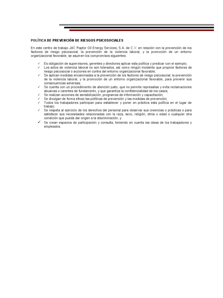 Politica Nom-035-Stps Ok | PDF