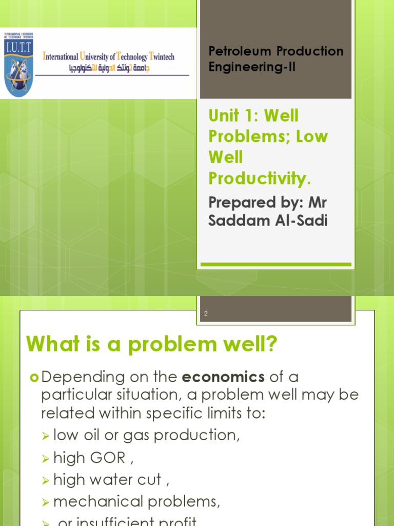 Unit 1 - Well Problems Low Well Productivity - Edit2 PDF | PDF ...