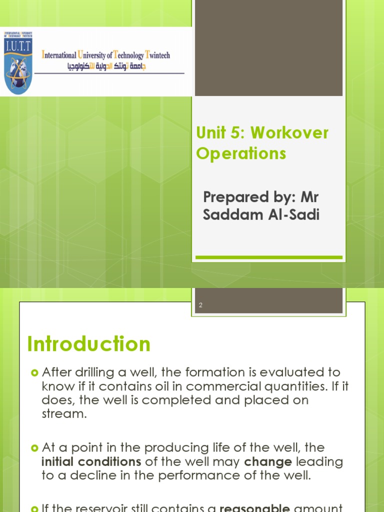 Unit - 5 - Workover Operations | PDF | Casing (Borehole) | Oil Well