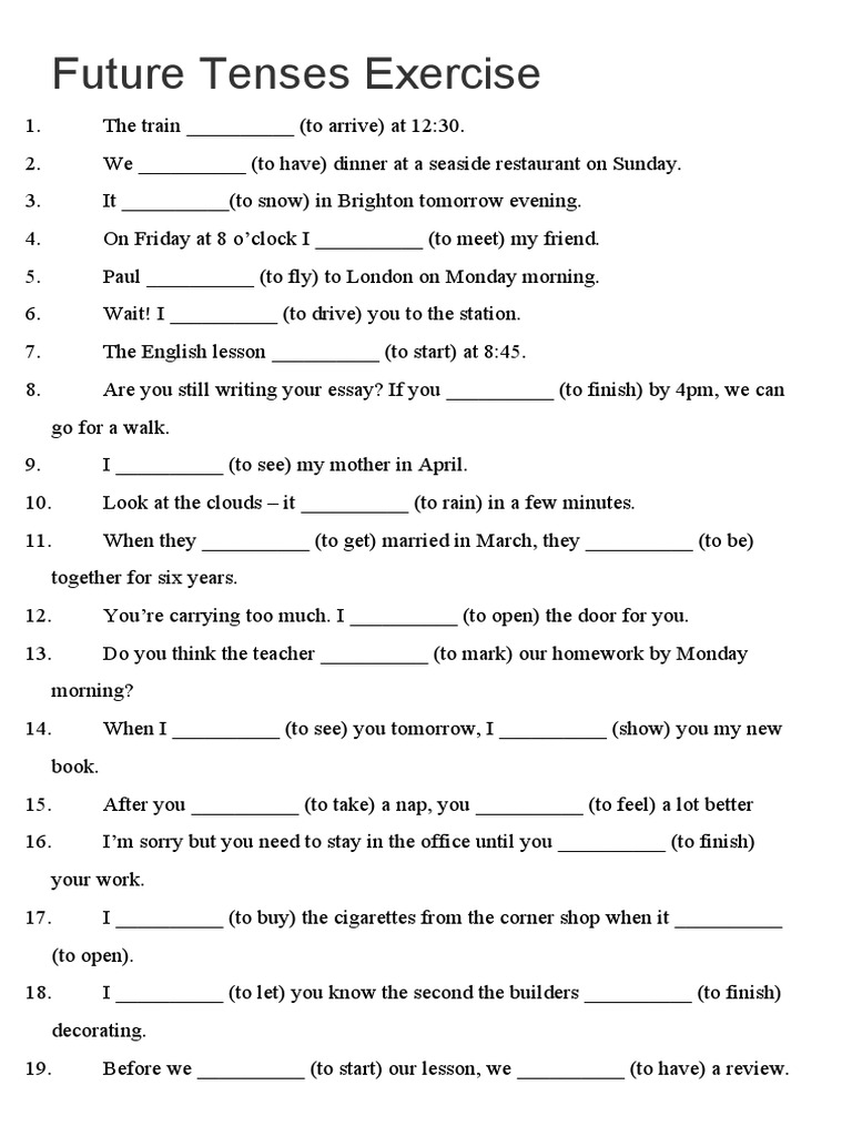 Future Tenses Exercise | PDF
