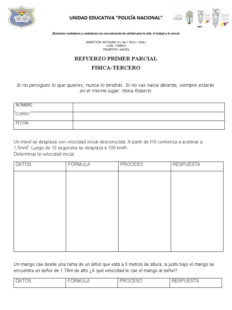 Refuerzo Tercero Fisica | PDF