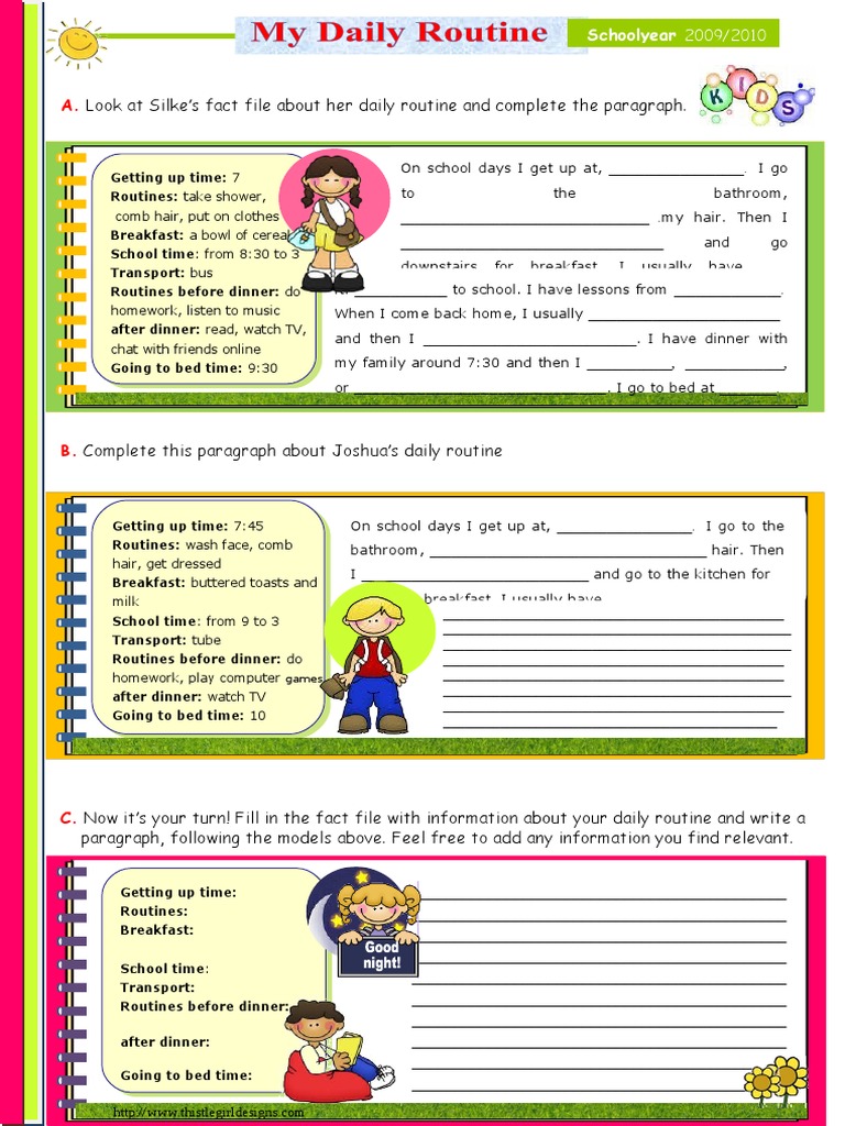 My Daily Routine - Writing Exercise | PDF