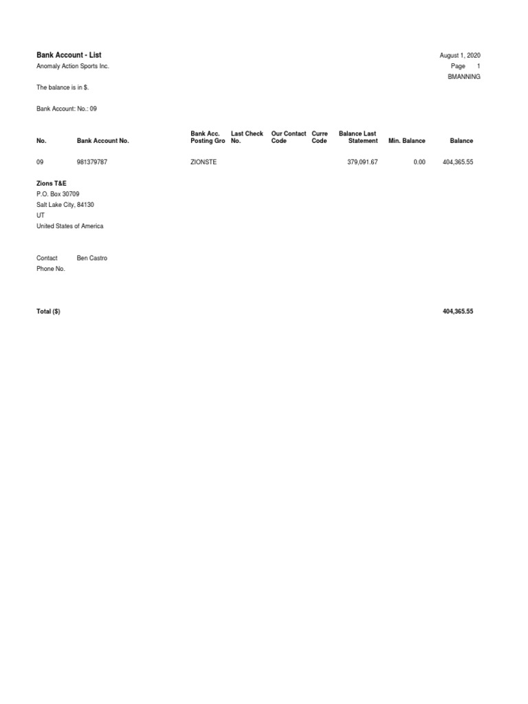 Bank Account - List PDF | PDF