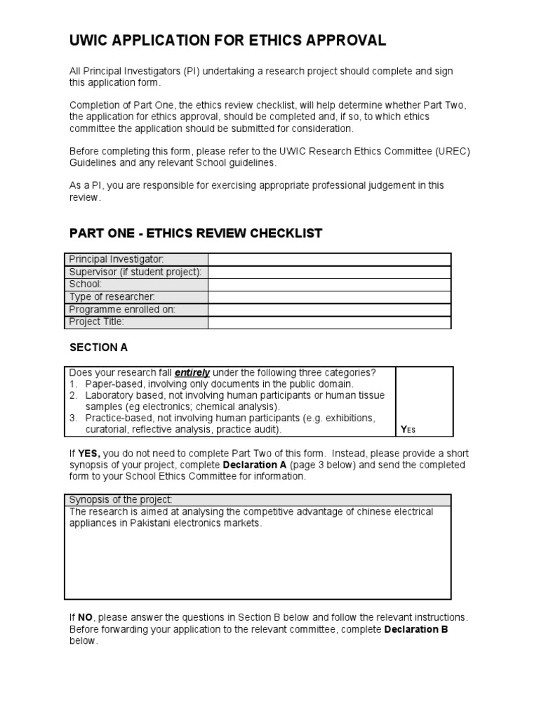 Application For Ethics Approval | PDF | Placebo | Questionnaire