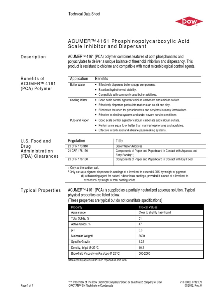 Acumer 4161 - PCA | PDF | Solid | Water