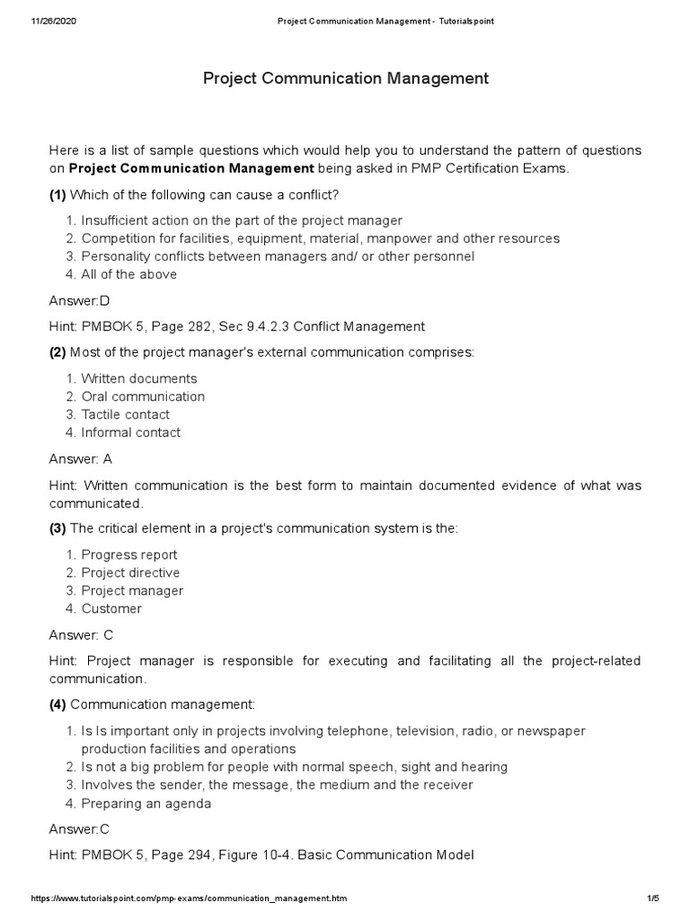Project Communication Management - Tutorialspoint | PDF | Project ...