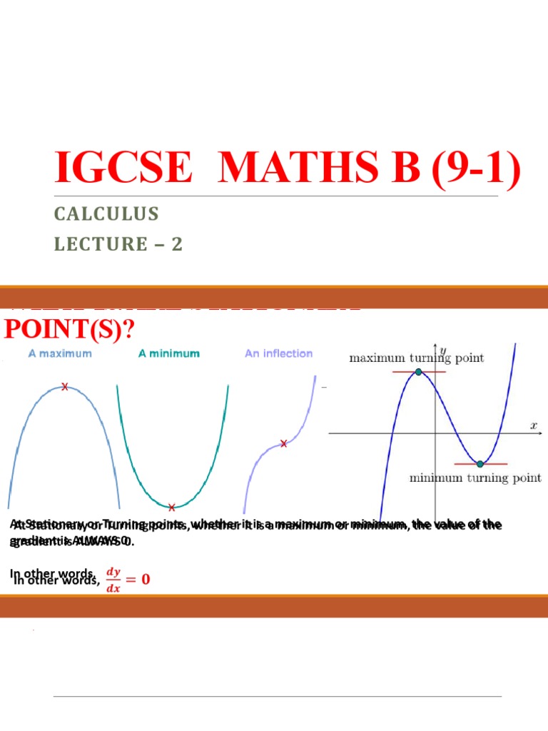 Igcse Maths B (9-1) : Calculus Lecture - 2 | PDF