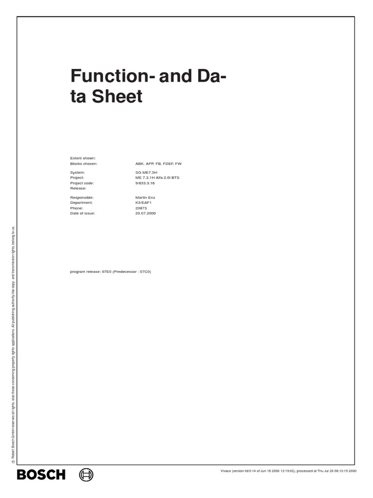 Bosch ME7.3.1H Alfa 2.0l PDF | PDF | Throttle | Control Theory