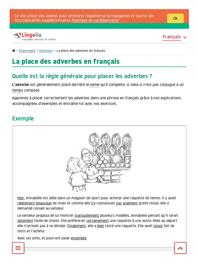 Placement des adverbes en français | PDF | Verbe | Phrase