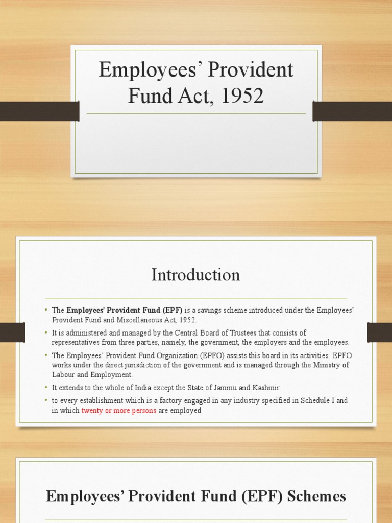 EPF Act 1952 Summary: Employees' Provident Fund Scheme Overview | PDF ...
