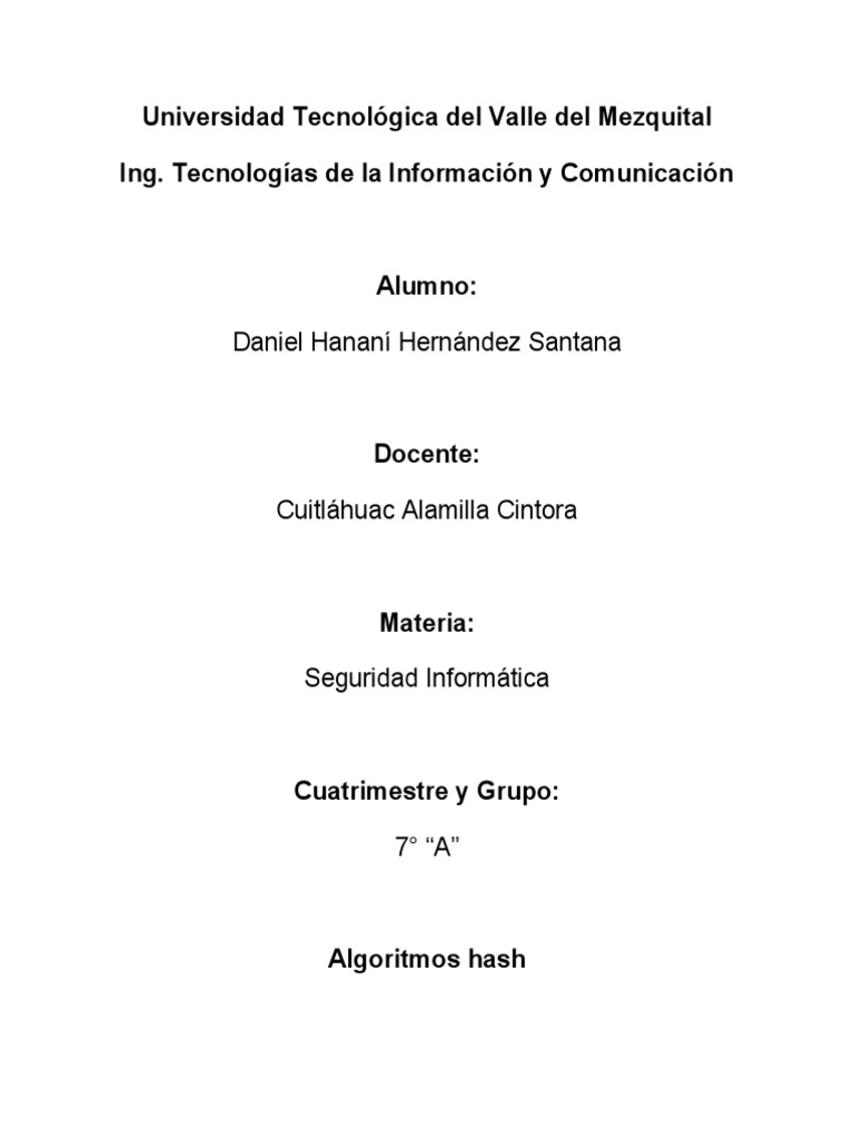 Algoritmos Hash | PDF | Algoritmos y Estructuras de Datos | Criptografía