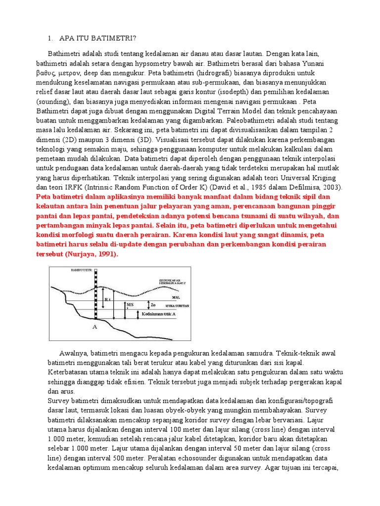 Batimetri: Studi Kedalaman Laut dan Metode Pengukuran | PDF