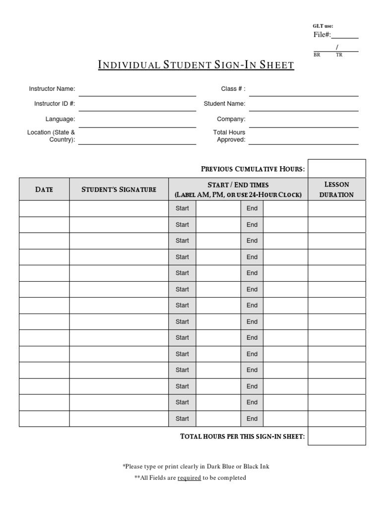 Individual Sign in Sheet PDF | PDF | Printing | Graphic Design
