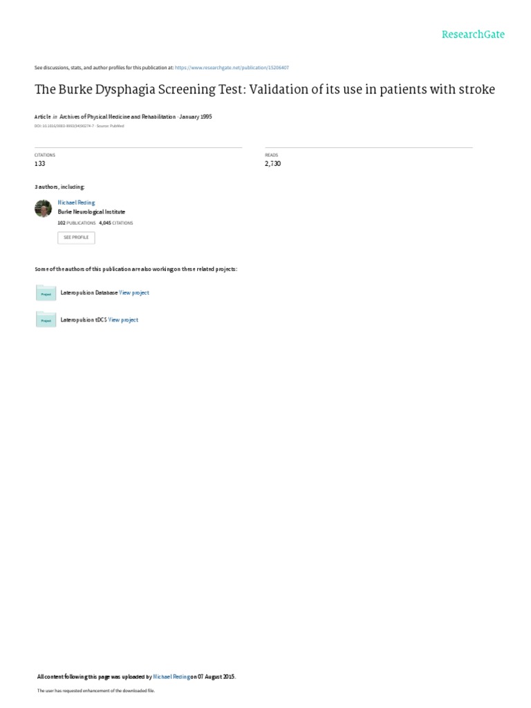 Burke Dysphagia Screen | PDF