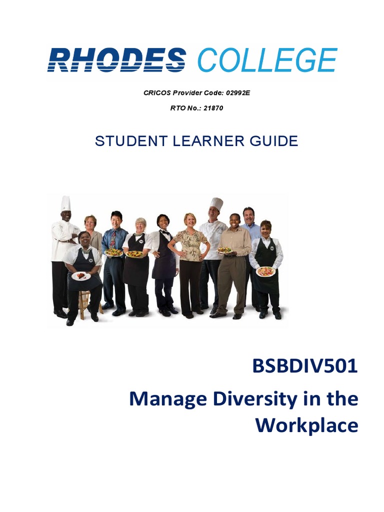 SLG - BSBDIV501 - Manage Diversity in The Workplace - Learner Guide V1.0. March 2017 PDF | PDF ...