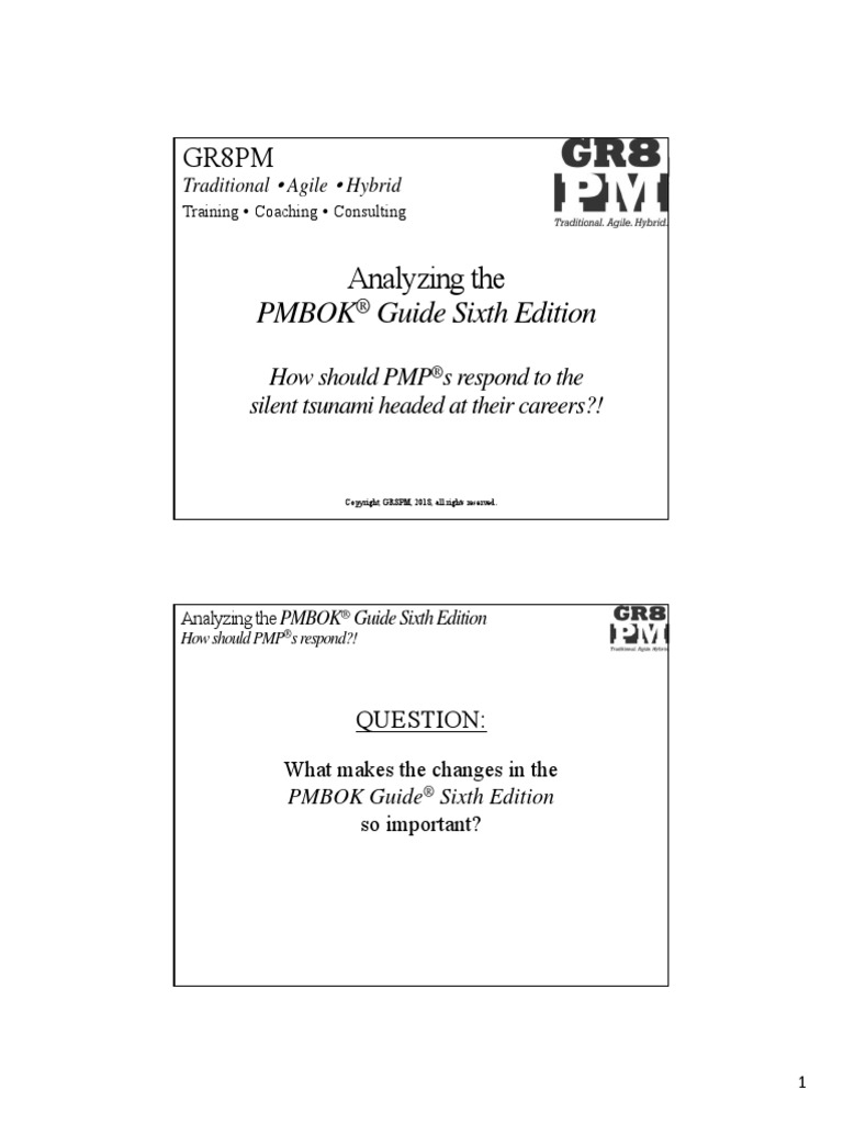 Pmbok Guide Sixth Edition: Analyzing The | PDF | Project Management ...