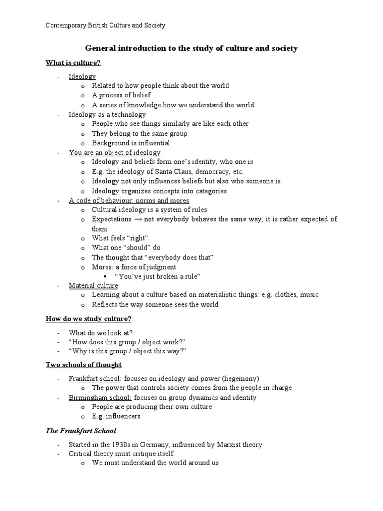 General Introduction To The Study of Culture and Society | PDF | Brexit ...