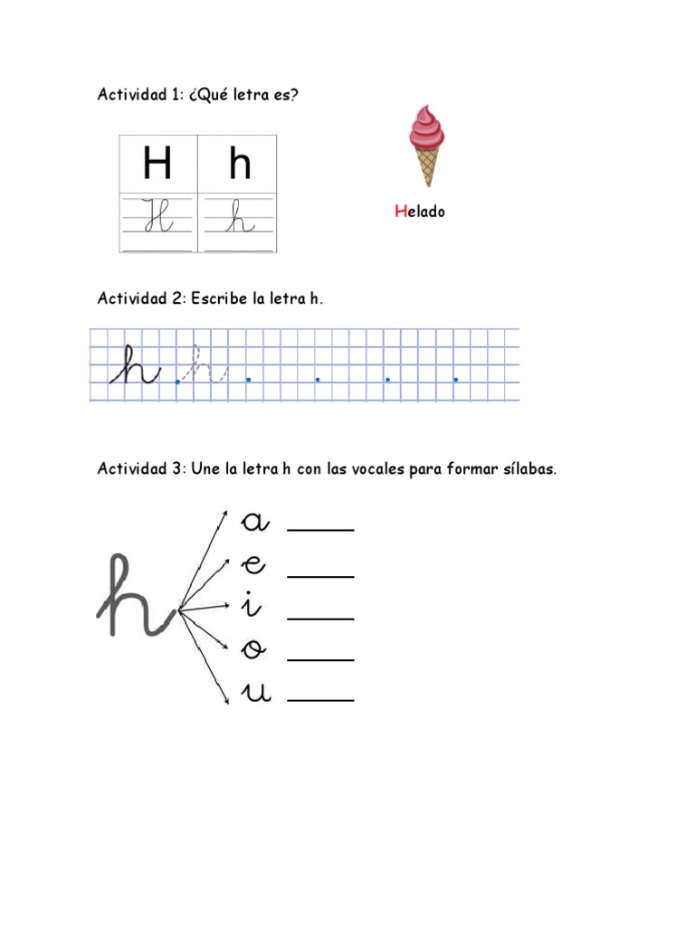 Actividades para aprender la letra h | PDF