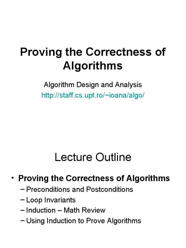 Proving The Correctness of Algorithms: Algorithm Design and Analysis | PDF | Control Flow ...