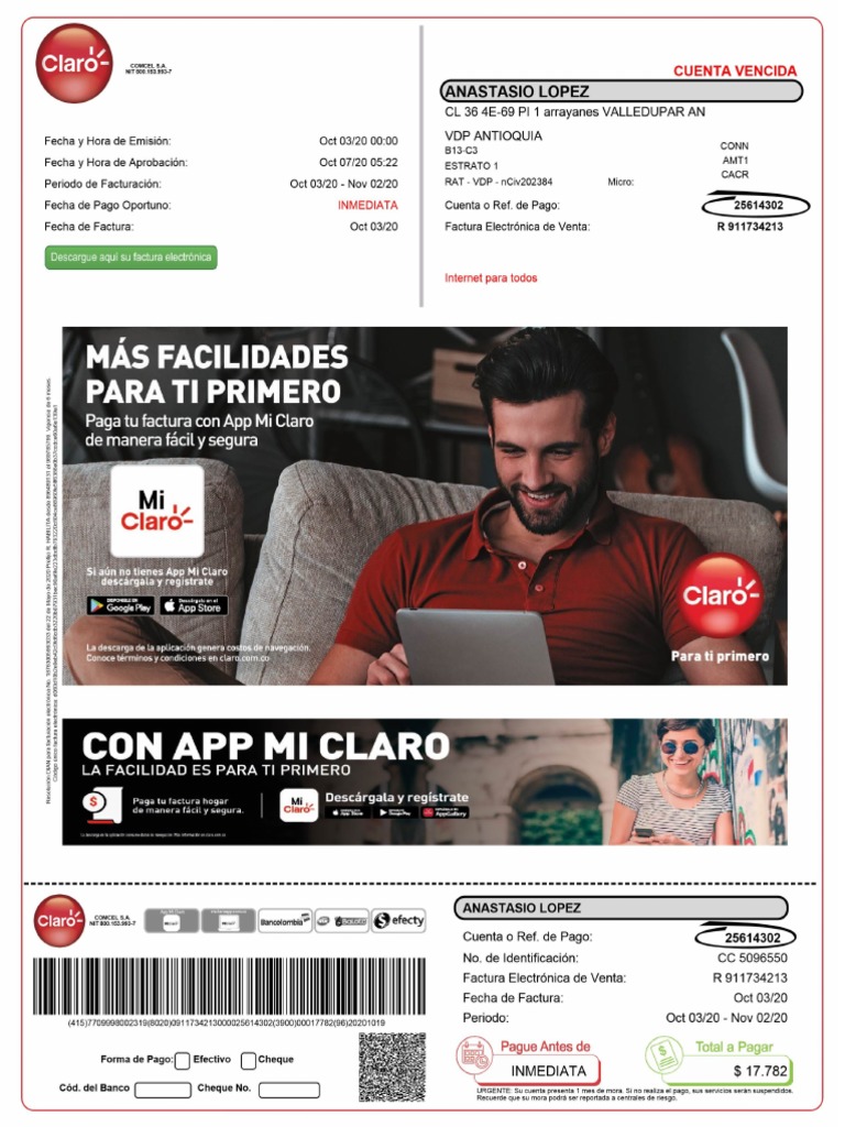 Factura de Claro | PDF | Factura | Internet