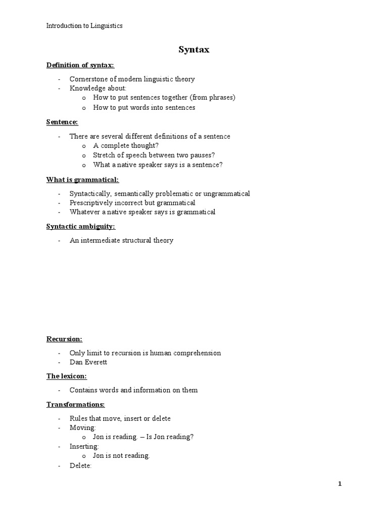 Definition of Syntax | PDF