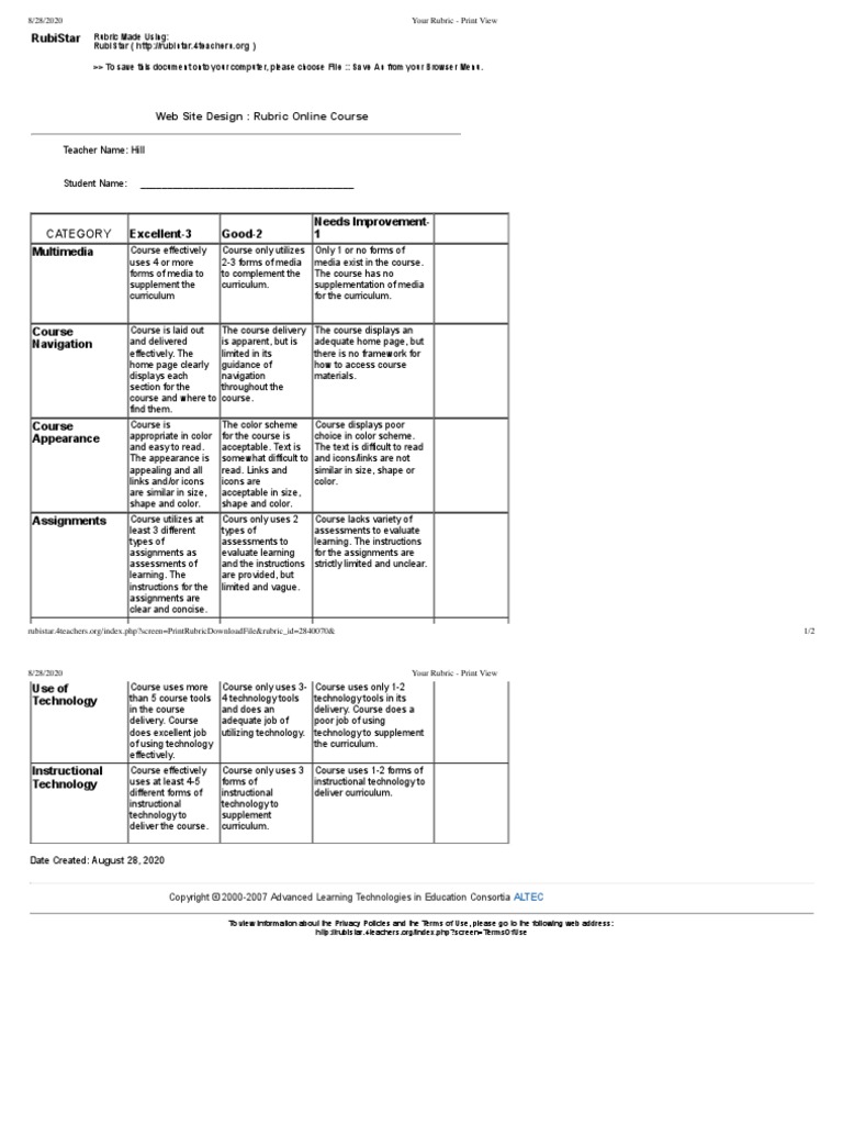 Rubric 1 | PDF | Icon (Computing) | Educational Technology
