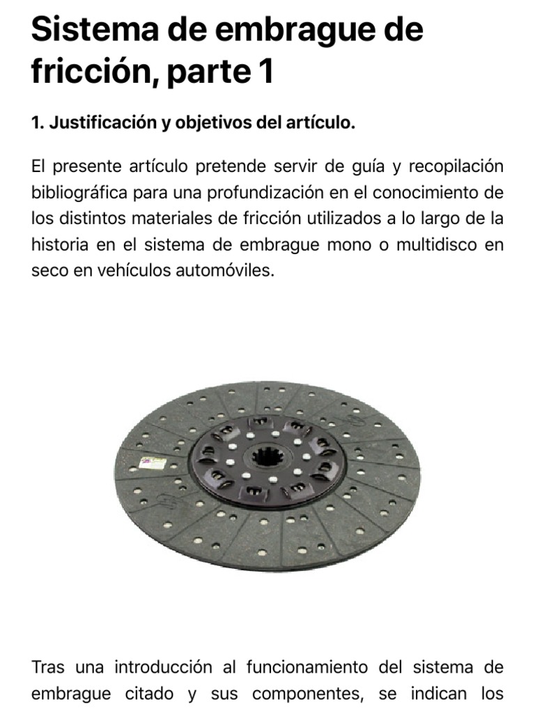 Sistema de Embrague de Fricción, Parte 1 | PDF | Embrague | Transmisión ...