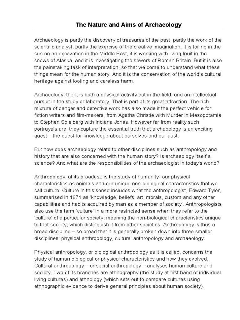 The Nature And Aims Of Archaeology Pdf Anthropology Archaeology
