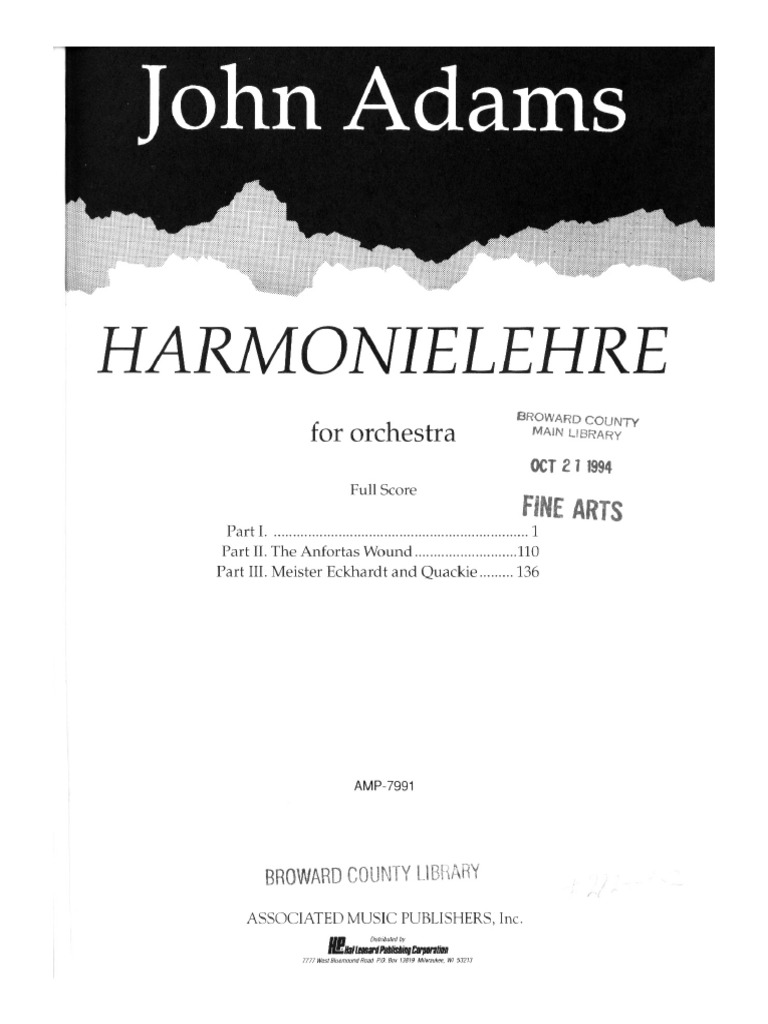 Adams, John - Harmonielehre (Full Score) PDF | PDF