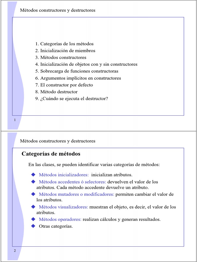 Constructores y Destructores | PDF | Constructor (Programación Orientada a Objetos) | Programación