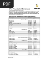 HPLC Preventative Maintenance Check-List | PDF | Valve | Pump
