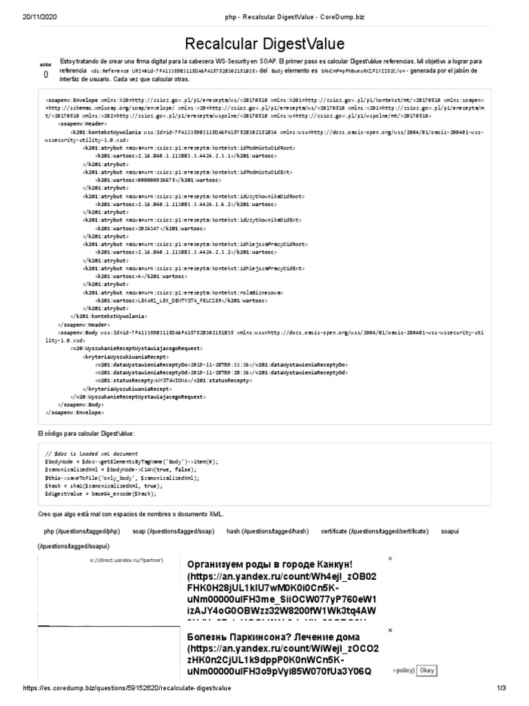 PHP - Recalcular DigestValue - CoreDump - Biz | PDF