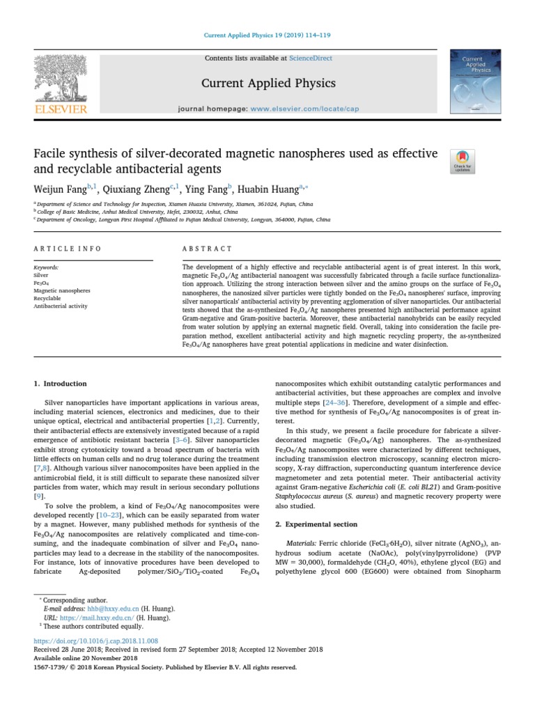 Current Applied Physics: Sciencedirect | PDF | Silver | Nanocomposite