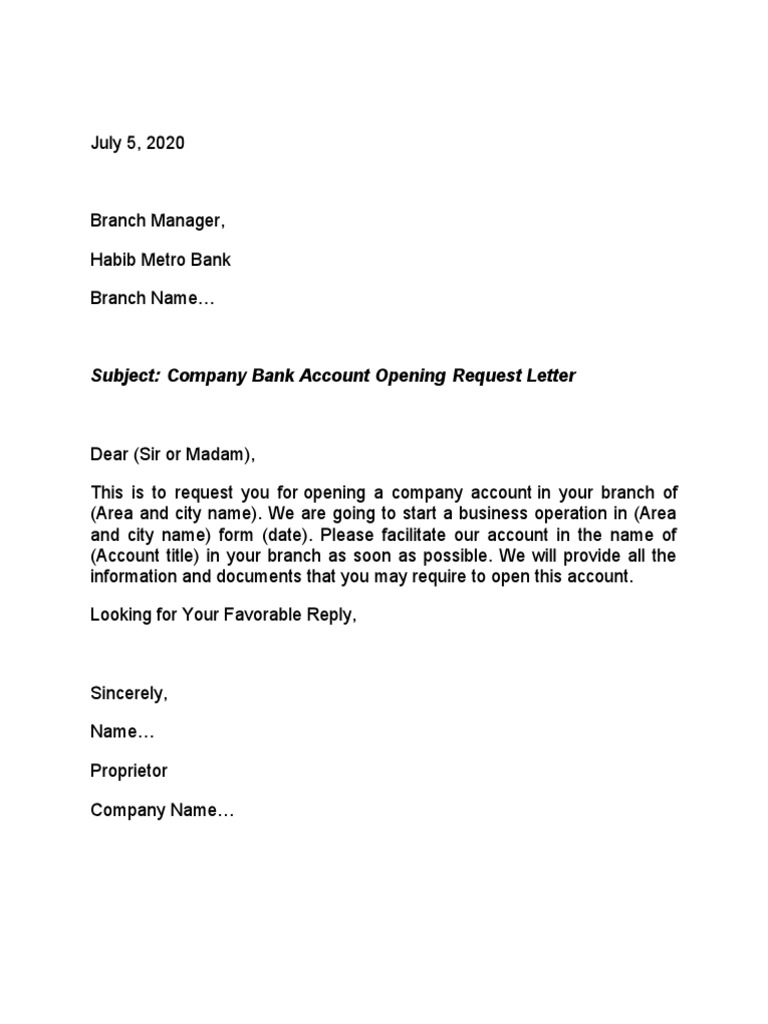 Company Bank Account Opening Request | PDF | Career & Growth | Business