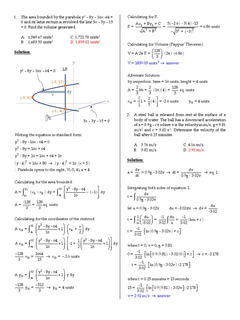 ALVAREZ Preboard Exam No. 2 - Solution | PDF | Acceleration | Velocity
