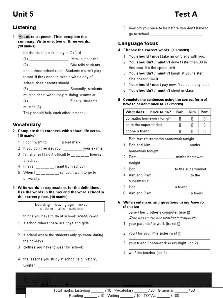 Unit 5 Standard A | PDF | Vocabulary | Test (Assessment)