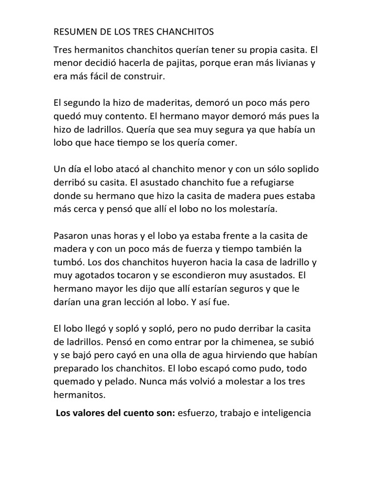 Resumen de Los Tres Chanchitos | PDF