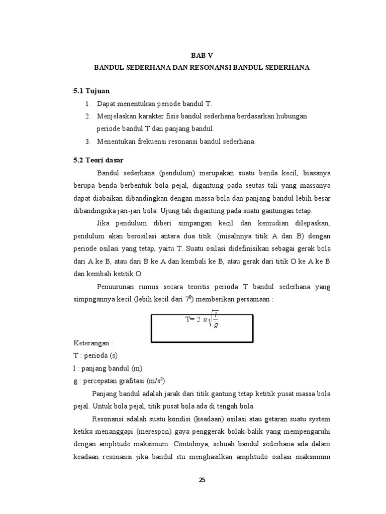Periode dan Resonansi Bandul Sederhana | PDF