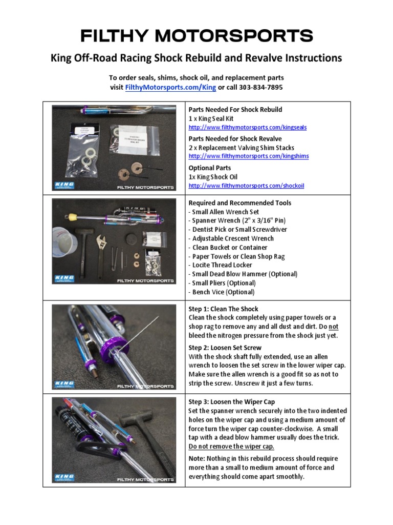 Off-Road Shock Rebuild Guide | PDF | Piston | Screw