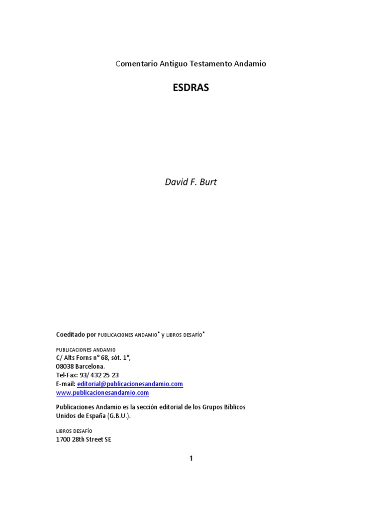 13 David F Burt Comentario Antiguo Testamento Andamio Esdras PDF | PDF ...