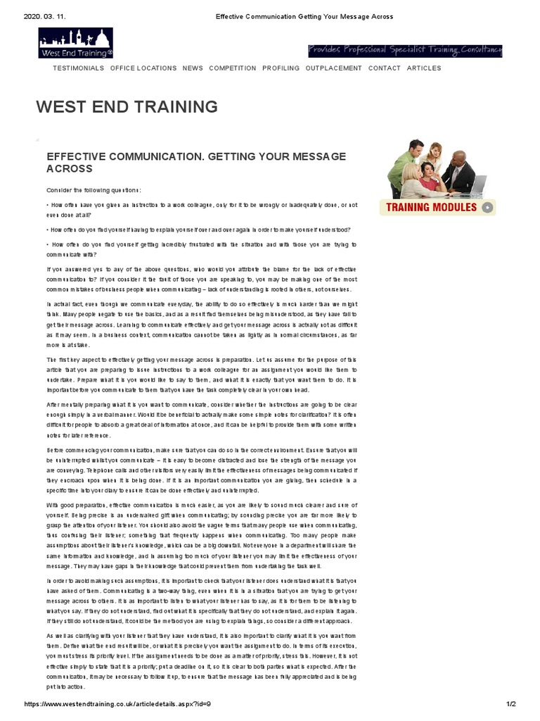 Effective Communication Getting Your Message Across PDF | Download Free ...