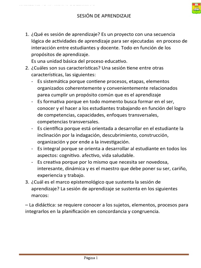 Modelo de Sesion de Aprendizaje | PDF | Evaluación | Aprendizaje