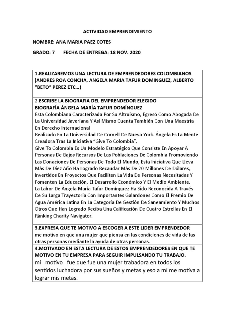 Biografía de Ángela María Tafur Domínguez | PDF | Iniciativa ...
