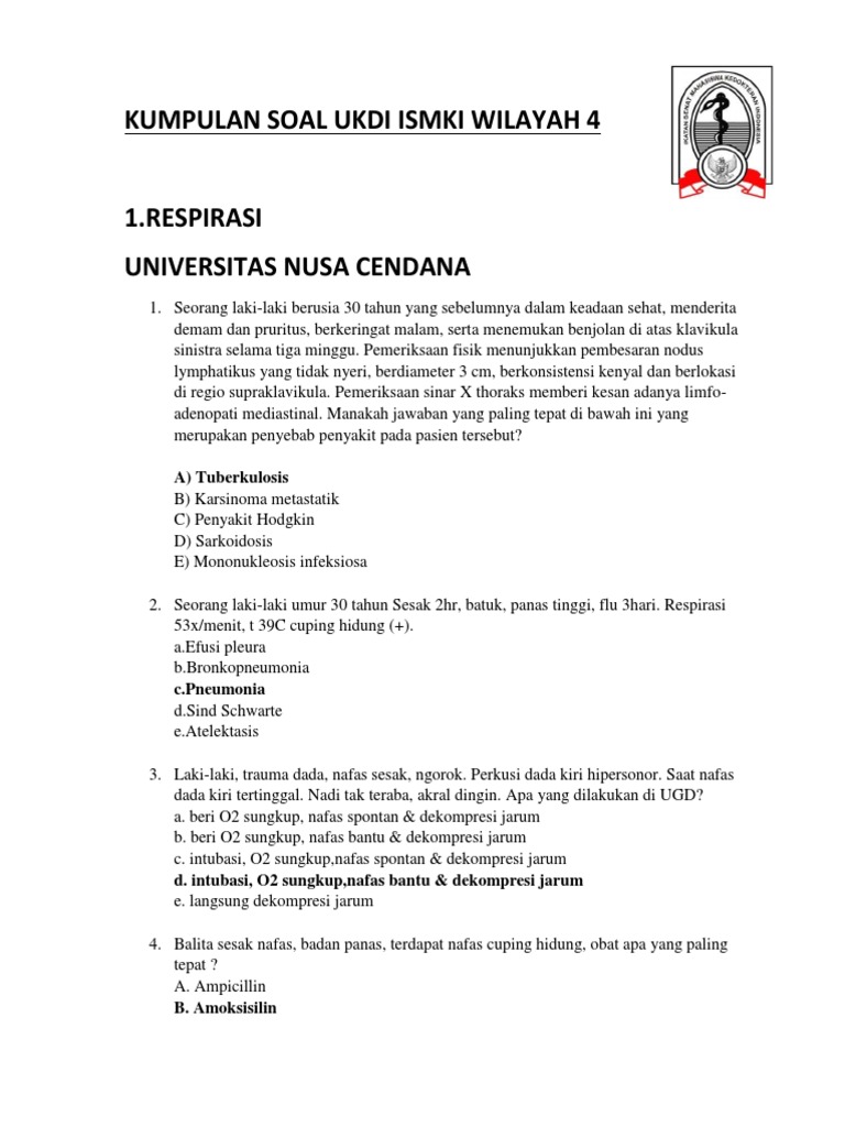 KUMPULAN SOAL UKDI ISMKI Wilayah 4 | PDF