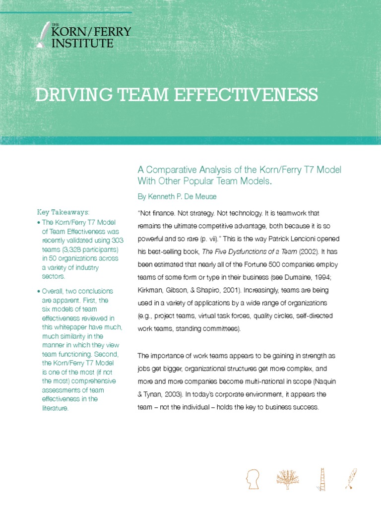 DRIVING TEAM EFFECTIVENESS - Lominger | PDF | Goal | Leadership